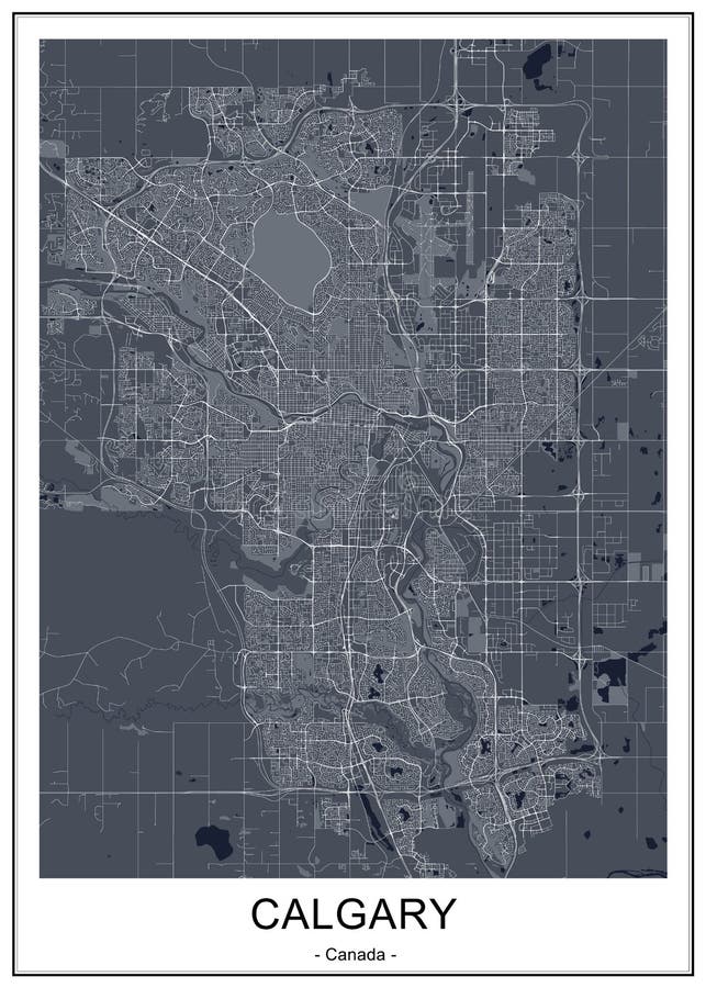 Map of the City of Calgary, Canada Stock Vector - Illustration of gray ...
