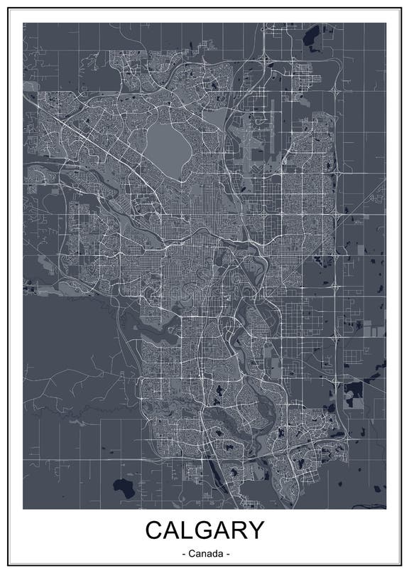 Map of the City of Calgary, Canada Stock Illustration - Illustration of ...