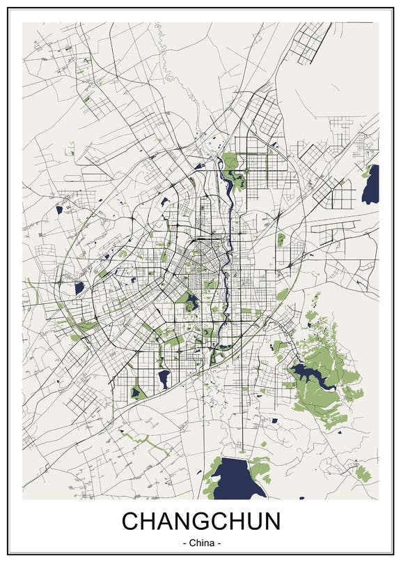 Map of the City of Changchun, China Stock Illustration - Illustration ...