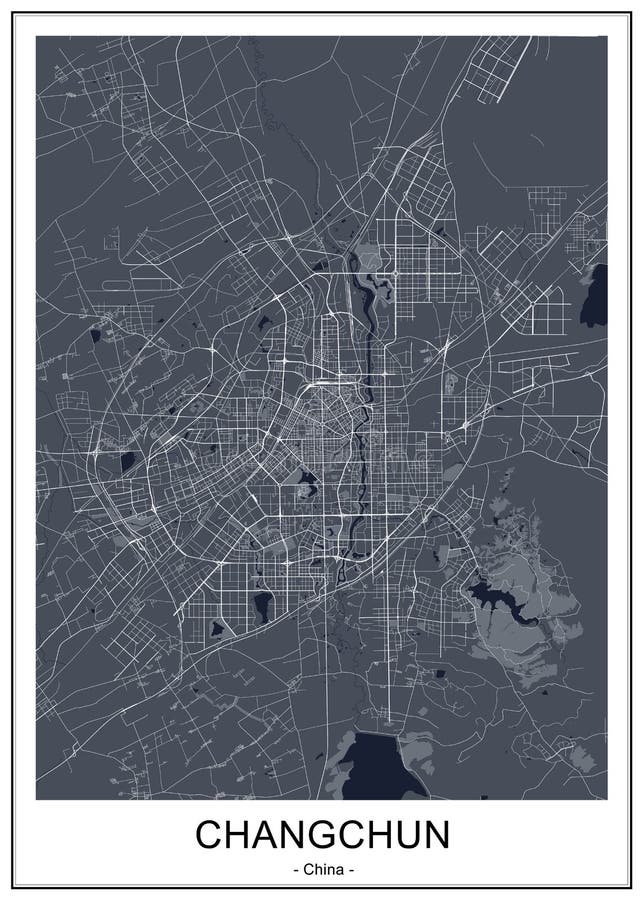 Map of the City of Changchun, China Stock Illustration - Illustration ...