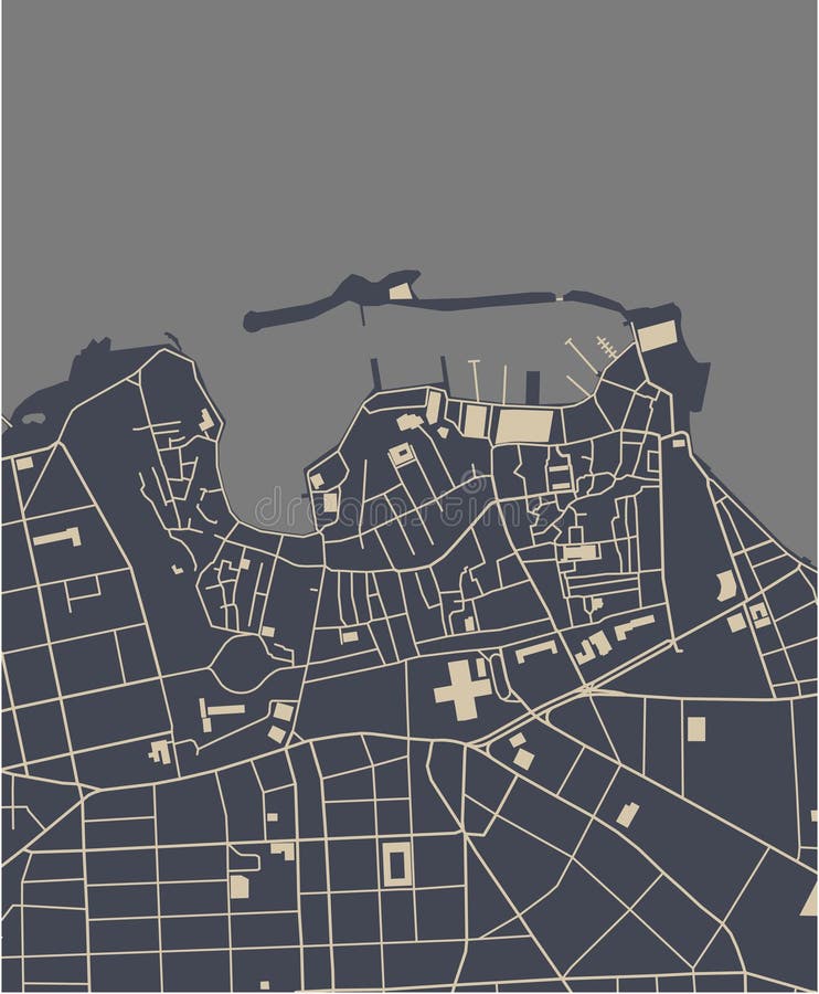 Map of the City of Chania, Crete, Greece Stock Vector - Illustration of ...