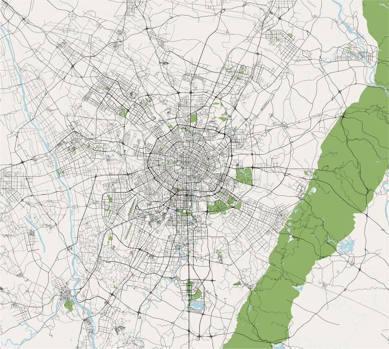 Map of the City of Chengdu, China Stock Illustration - Illustration of ...