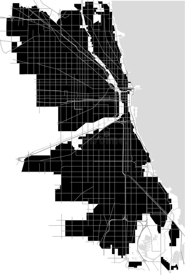 Map of the City of Chicago, USA Stock Illustration - Illustration of ...