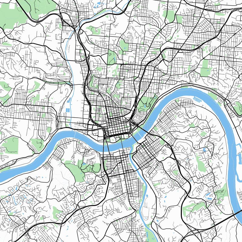 Map of the City of Cincinnati. Stock Illustration - Illustration of ...
