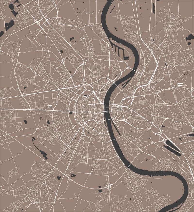 Cologne Map. Detailed Map of Cologne City Poster with Streets. Dark ...