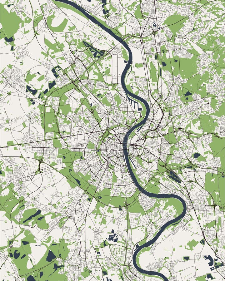 Map of the City of Cologne, Germany Stock Illustration - Illustration ...