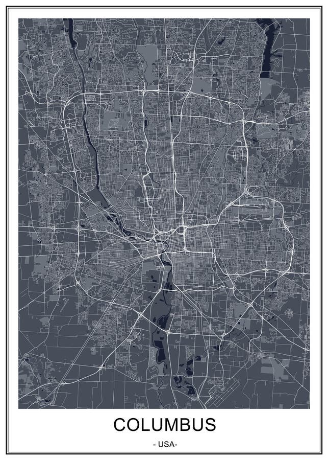Map of the City of Columbus, Ohio, USA Stock Illustration ...