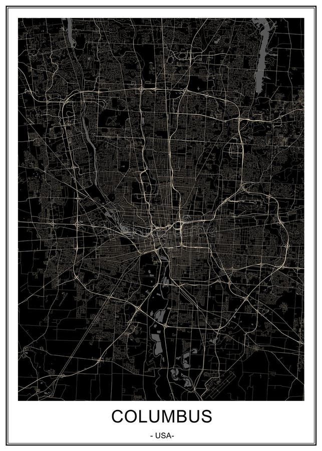 Map of the City of Columbus, Ohio, USA Stock Vector - Illustration of ...