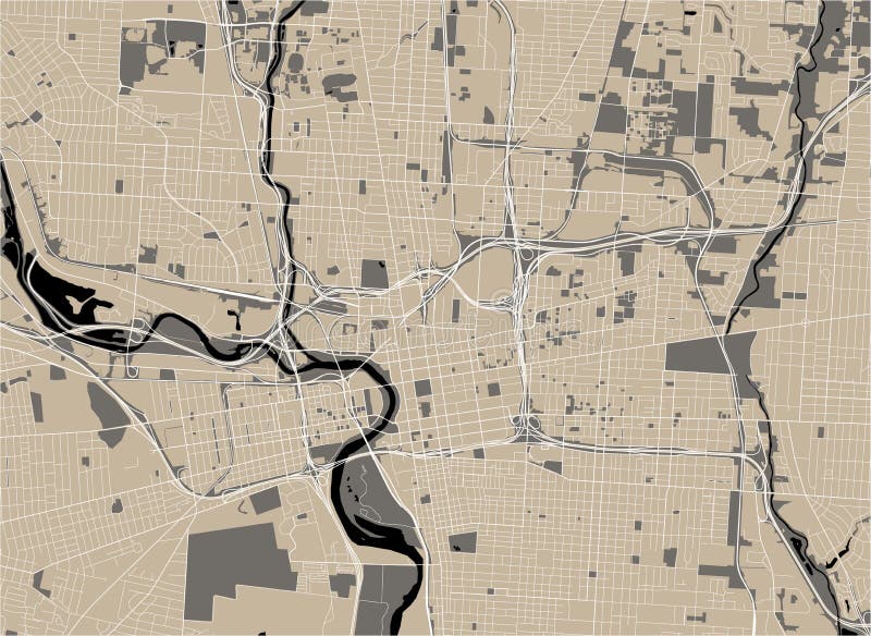 Map of the City of Columbus, Ohio, USA Stock Illustration ...
