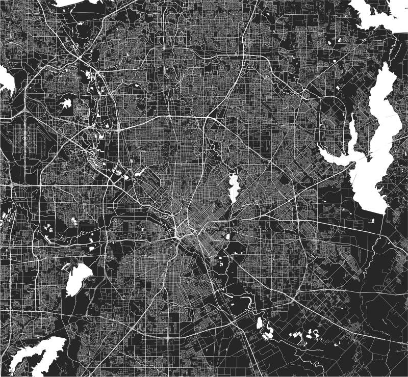 Map of the City of Dallas, Texas, USA Stock Illustration - Illustration ...