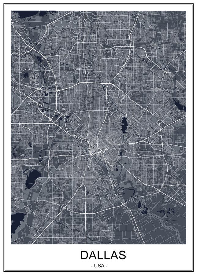 Map of the City of Dallas, Texas, USA Stock Illustration - Illustration ...