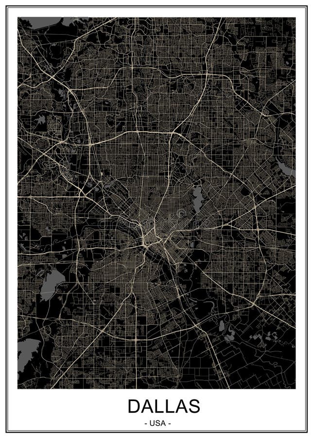 Map of the City of Dallas, Texas, USA Stock Vector - Illustration of ...