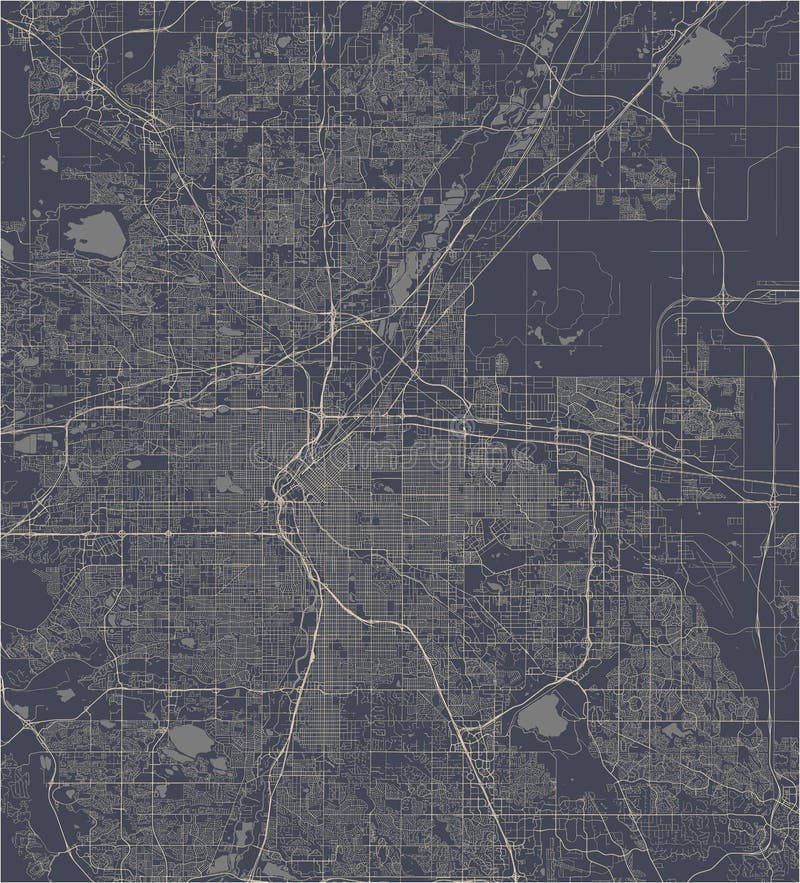 Map of the City of Denver, Colorado, USA Stock Vector - Illustration of ...