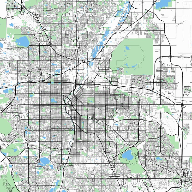 Map of the city of Denver. stock illustration. Illustration of circle ...