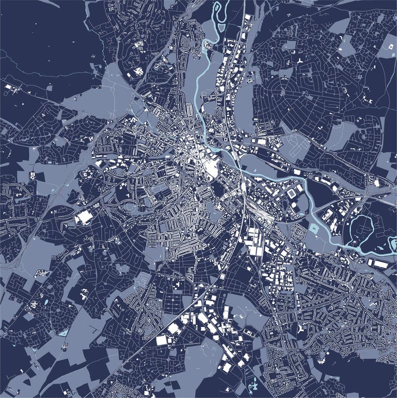 Map of the City of Derby, East Midlands, England, UK Stock Illustration ...