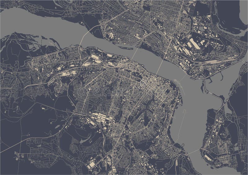 Map of the City of Dnipro, Ukraine Stock Vector - Illustration of grid ...