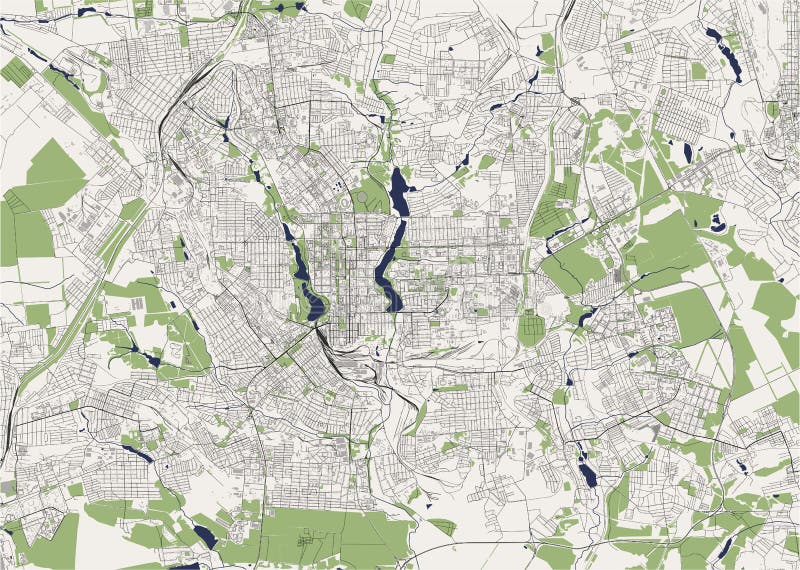 Map of the City of Donetsk, Ukraine Stock Vector - Illustration of ...