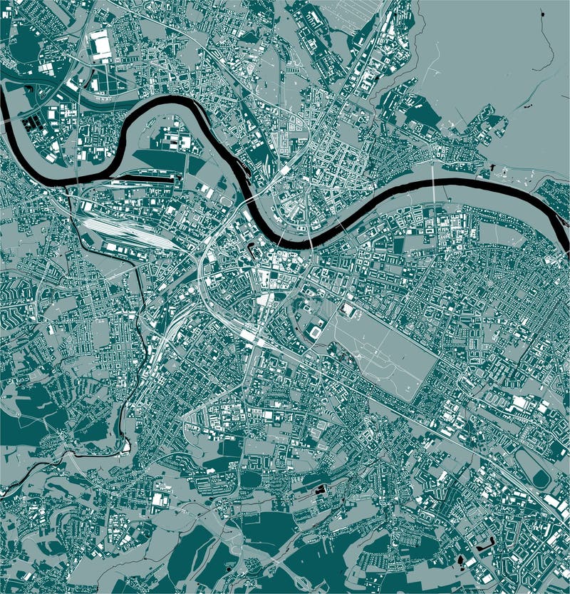 Map of the City of Dresden, Saxony, Germany Stock Vector - Illustration ...