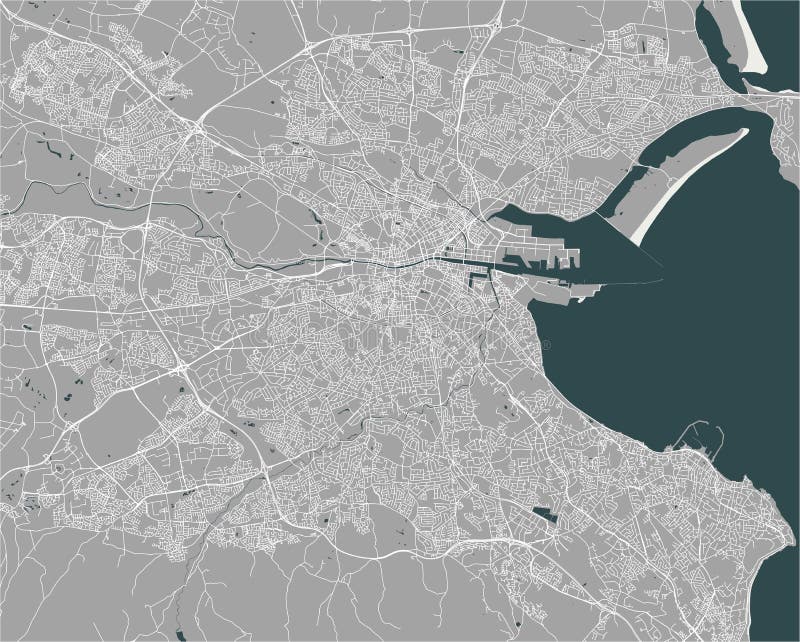 Map of the City of Dublin, Ireland Stock Illustration - Illustration of ...