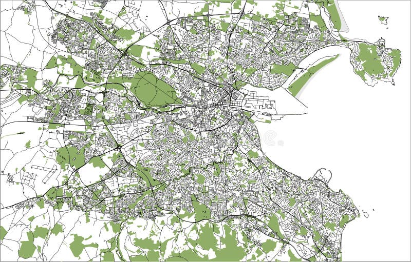 Map of the City of Dublin, Ireland Stock Illustration - Illustration of ...
