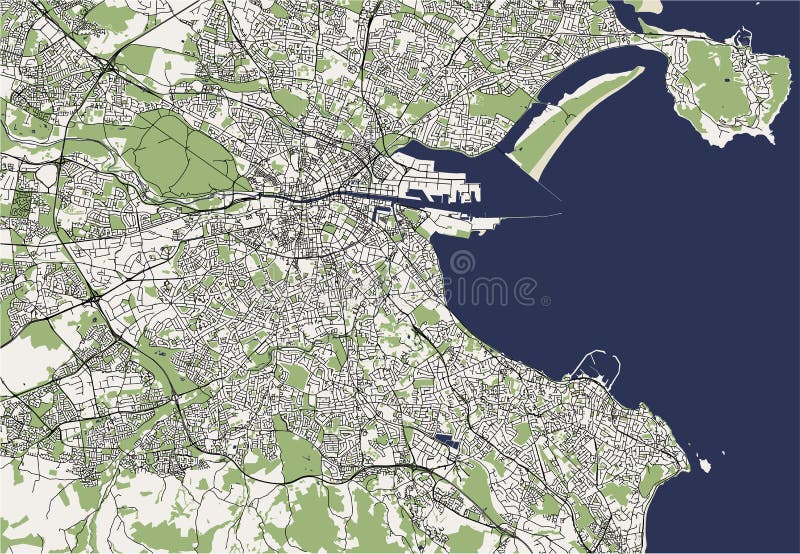 Map of the City of Dublin, Ireland Stock Illustration - Illustration of ...