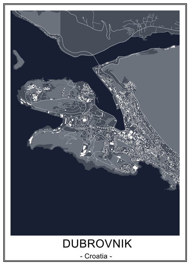 Map of the City of Dubrovnik, Croatia Stock Illustration - Illustration ...