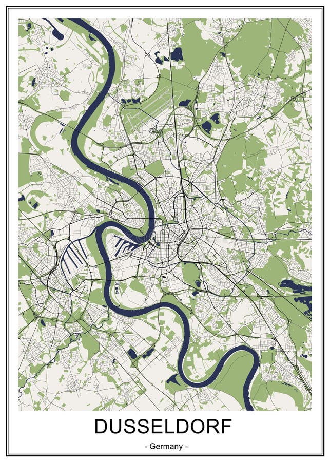 Map of the City of Dusseldorf, Germany Stock Vector - Illustration of ...