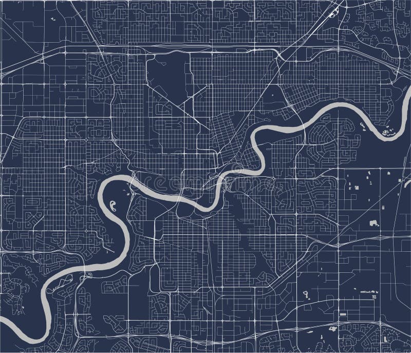 Map of the City of Edmonton, Canada Stock Illustration - Illustration ...