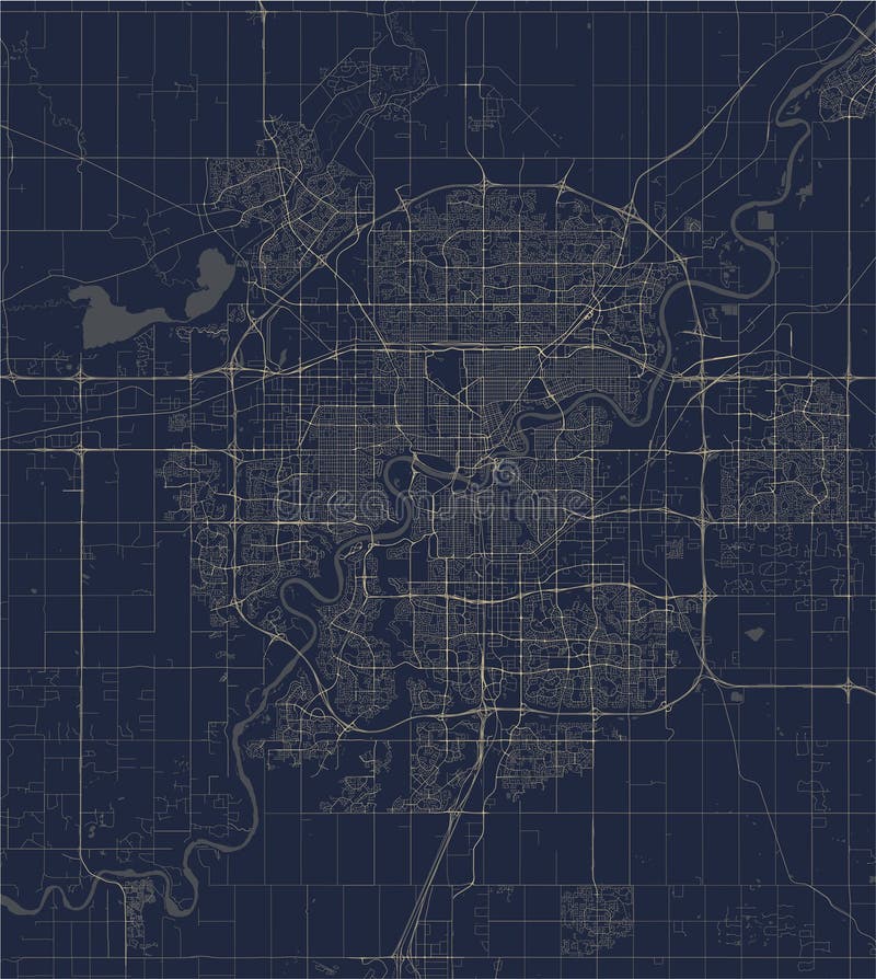 Map of the City of Edmonton, Canada Stock Illustration - Illustration ...