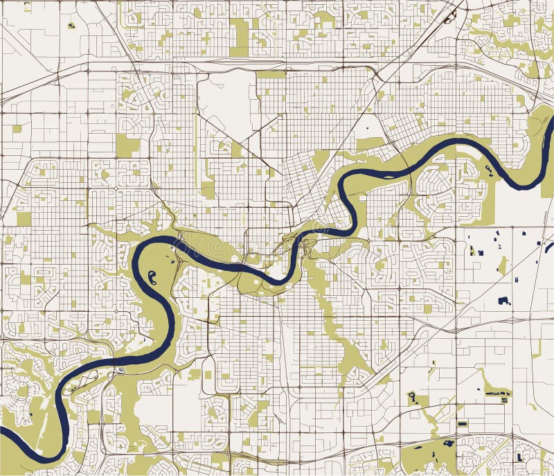 Map of the City of Edmonton, Canada Stock Illustration - Illustration ...