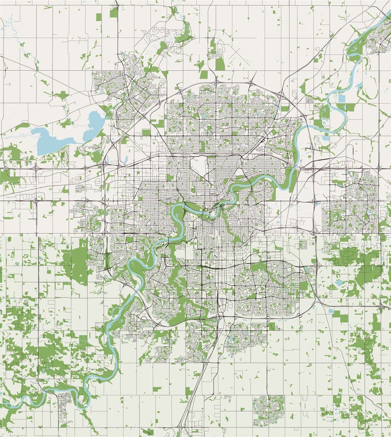 Map of the City of Edmonton, Canada Stock Illustration - Illustration ...