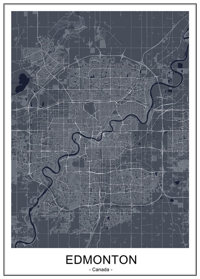 Map of the City of Edmonton, Canada Stock Illustration - Illustration ...