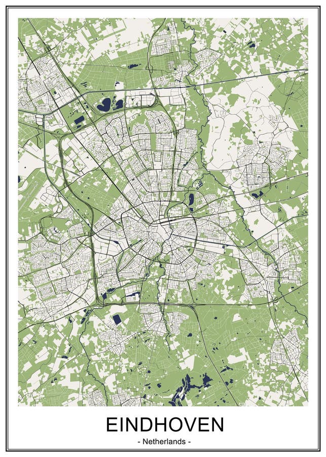 Map of the City of Eindhoven, Netherlands Stock Illustration ...