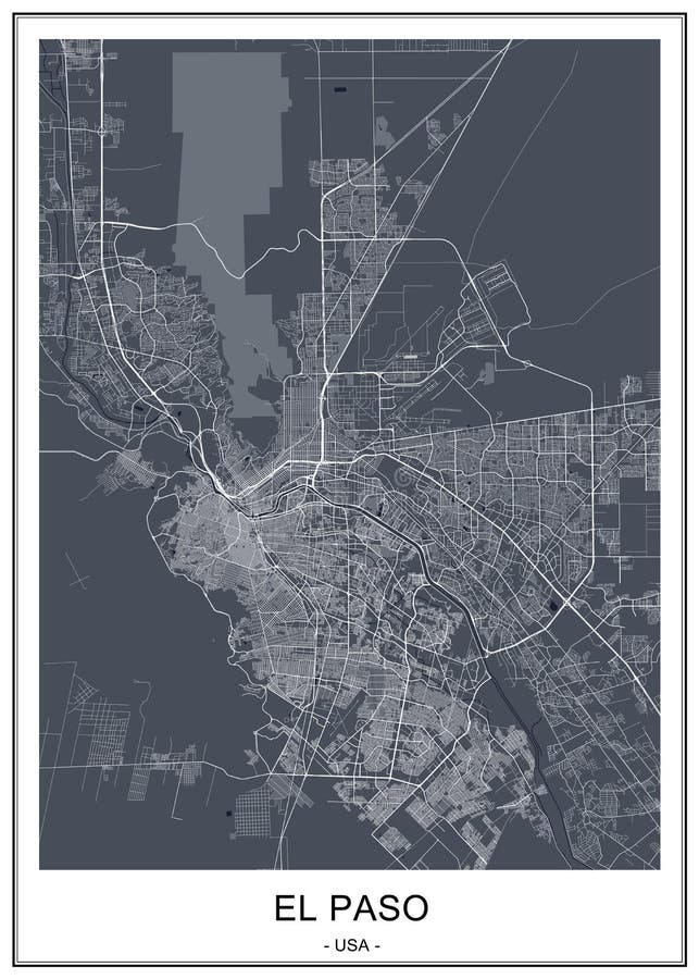 Map of the City of El Paso, Texas, USA Stock Illustration ...