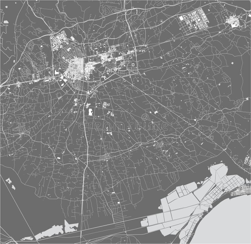 Map of the City of Elche, Spain Stock Illustration - Illustration of ...