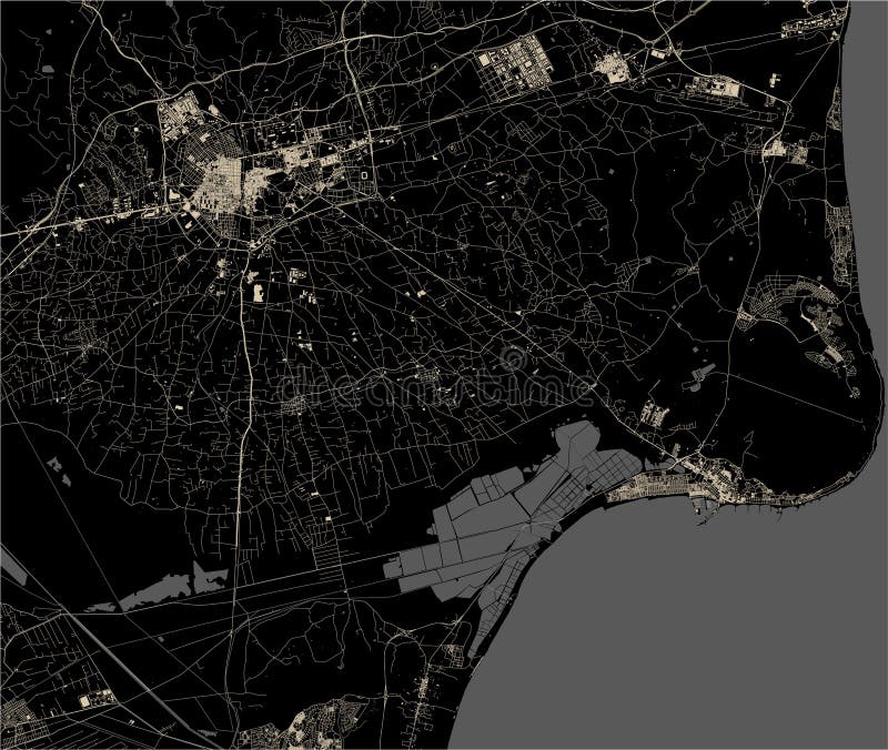 Map of the City of Elche, Spain Stock Vector - Illustration of country ...