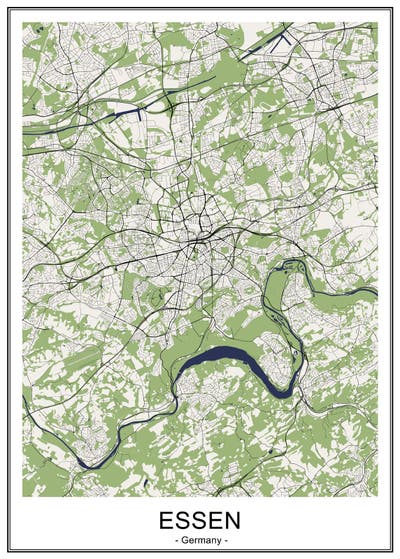 Map of the City of Essen, Germany Stock Illustration - Illustration of ...
