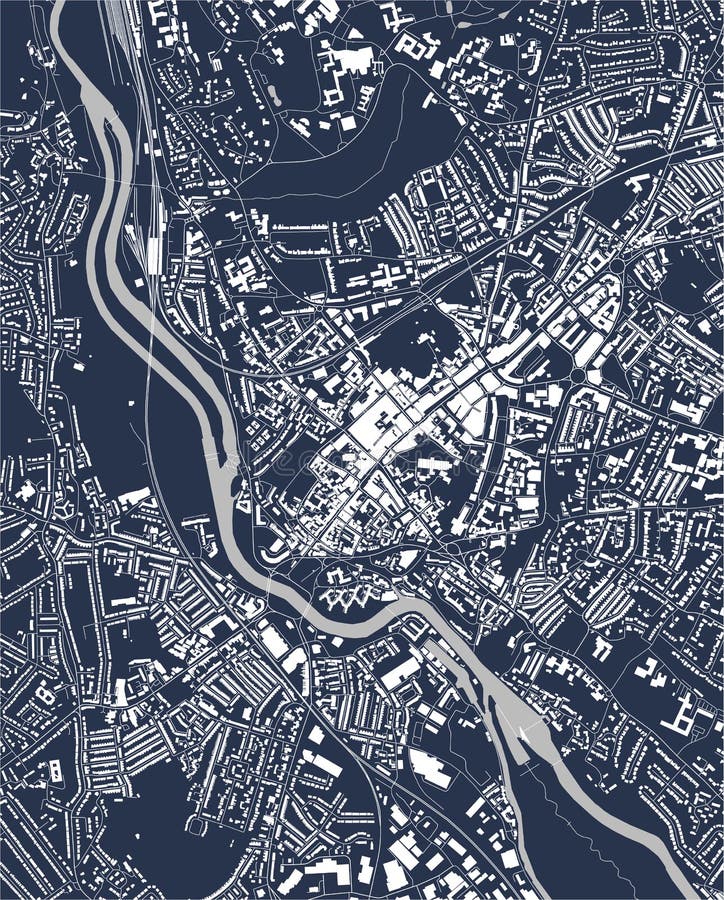 Map of the City of Exeter, England, UK Stock Vector - Illustration of ...