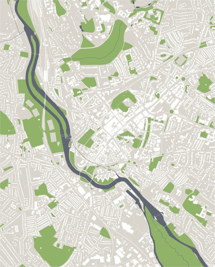 Map of the City of Exeter, England, UK Stock Vector - Illustration of ...