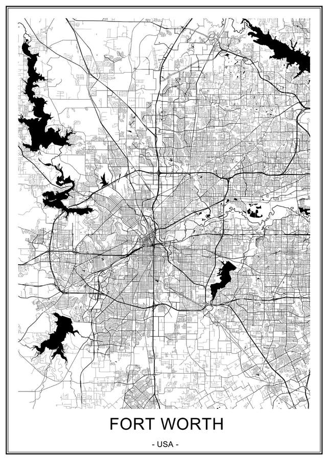 Map of the City of Fort Worth, Texas, USA Stock Illustration ...