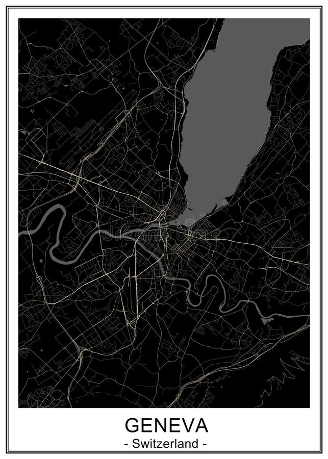 Map of the City of Geneva, Switzerland Stock Vector - Illustration of ...