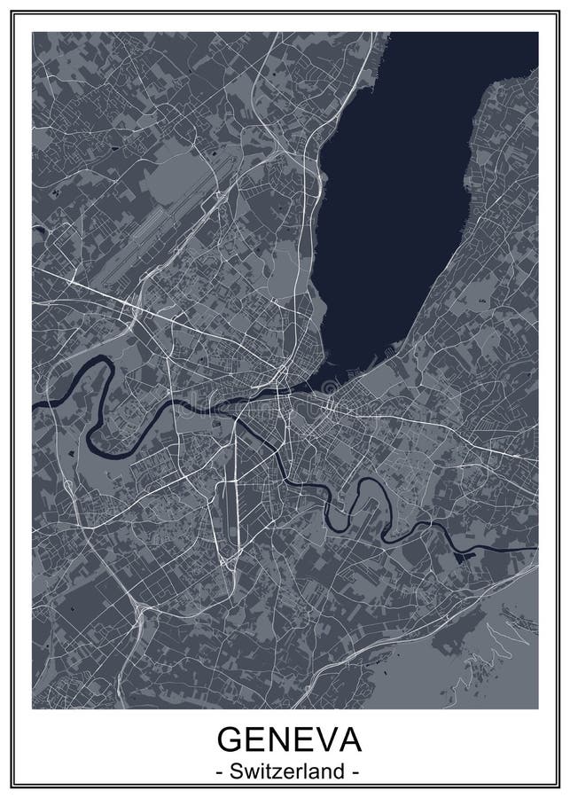 Map of the City of Geneva, Switzerland Stock Vector - Illustration of ...