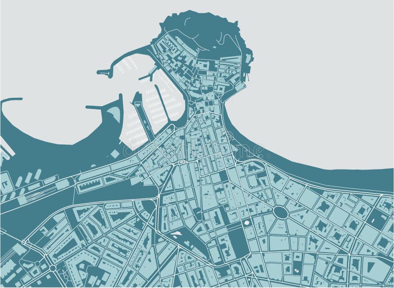 Map of the City of Gijon, Spain Stock Vector - Illustration of travel ...