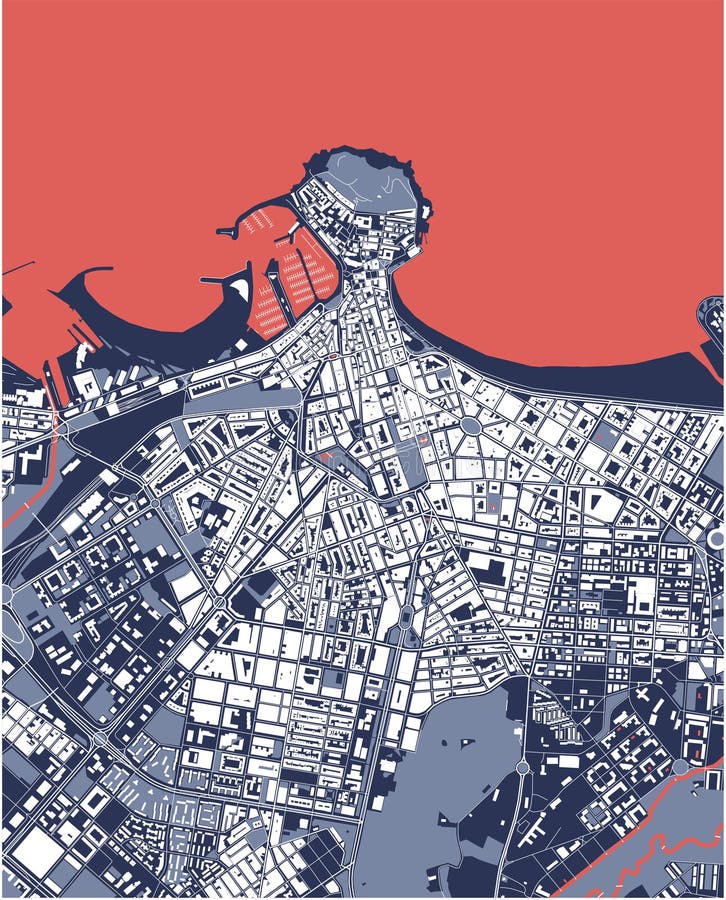 Map of the City of Gijon, Spain Stock Vector - Illustration of travel ...