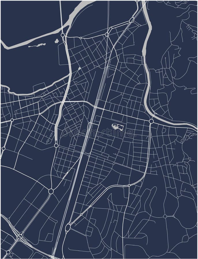 Map of the City of Girona, Spain Stock Illustration - Illustration of ...