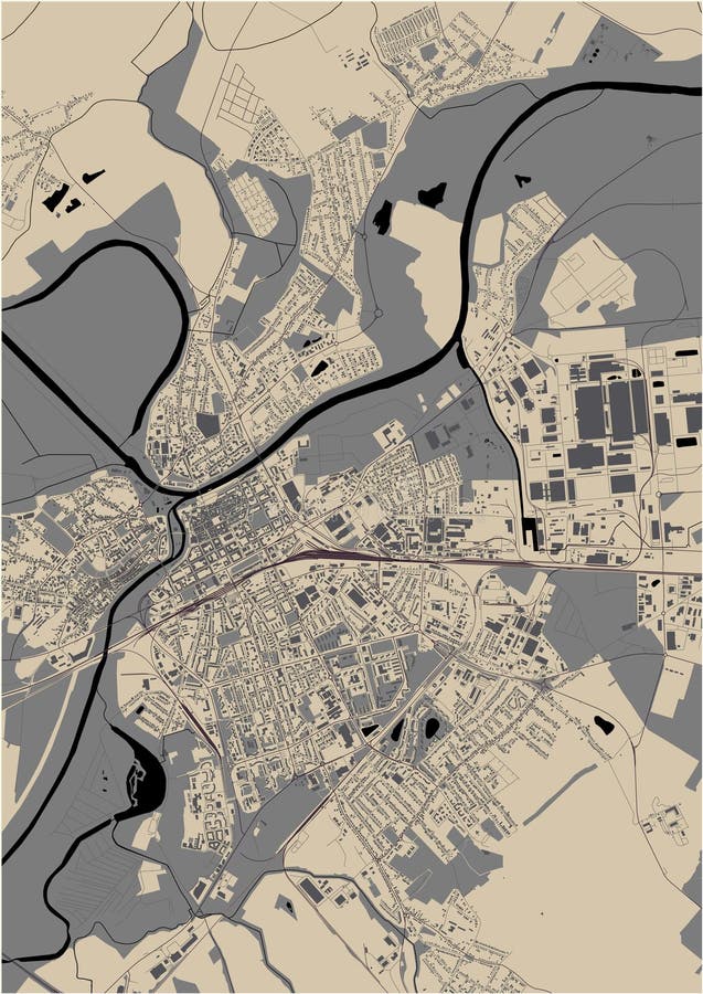 Map of the City of Gyor, Hungary Stock Vector - Illustration of river ...