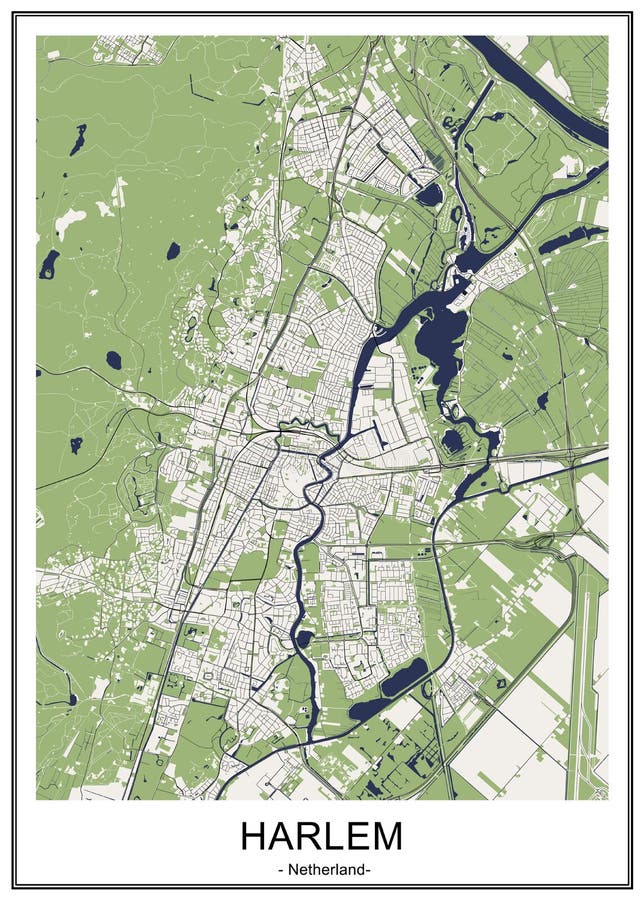 Map of the City of Haarlem, Netherlands Stock Illustration ...