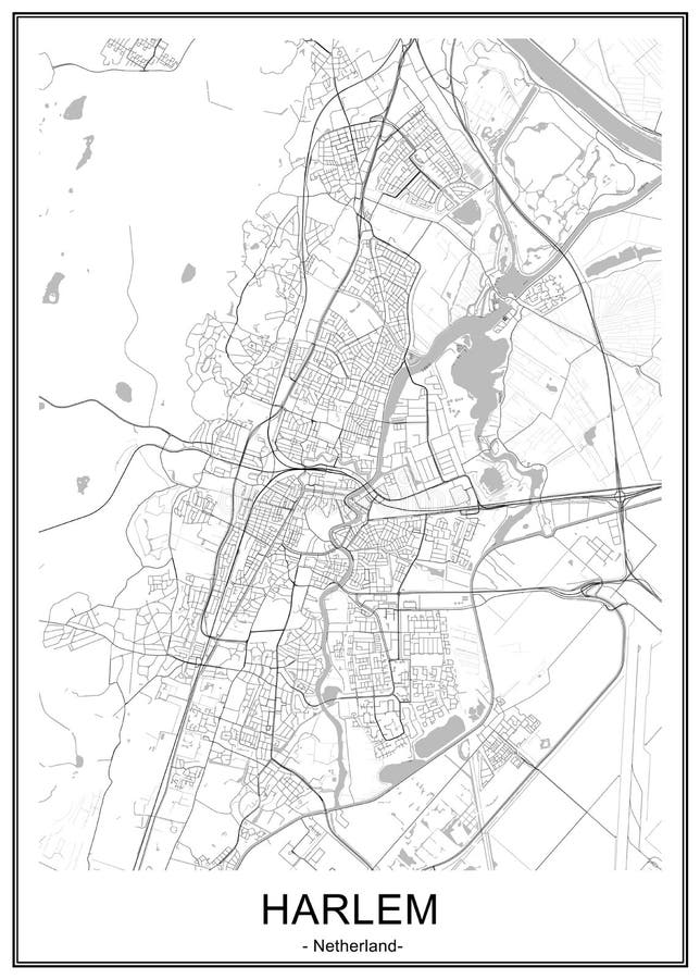 Map of the City of Haarlem, Netherlands Stock Illustration ...