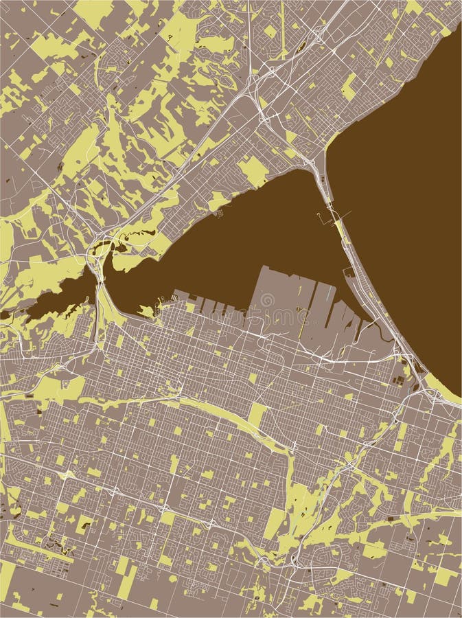 Map of the City of Hamilton, Canada Stock Illustration - Illustration ...