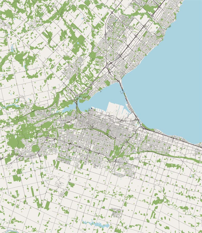 Map of the City of Hamilton, Canada Stock Illustration - Illustration ...
